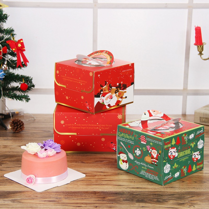 [CHRISTMAS Cake BOX WITH HANDLE] Christmas Handle Box / Box Cake ...