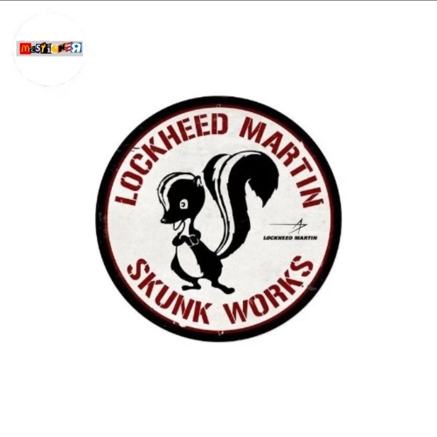 Lockheed Martin skunk works logo rounded sticker vintage retro army ...
