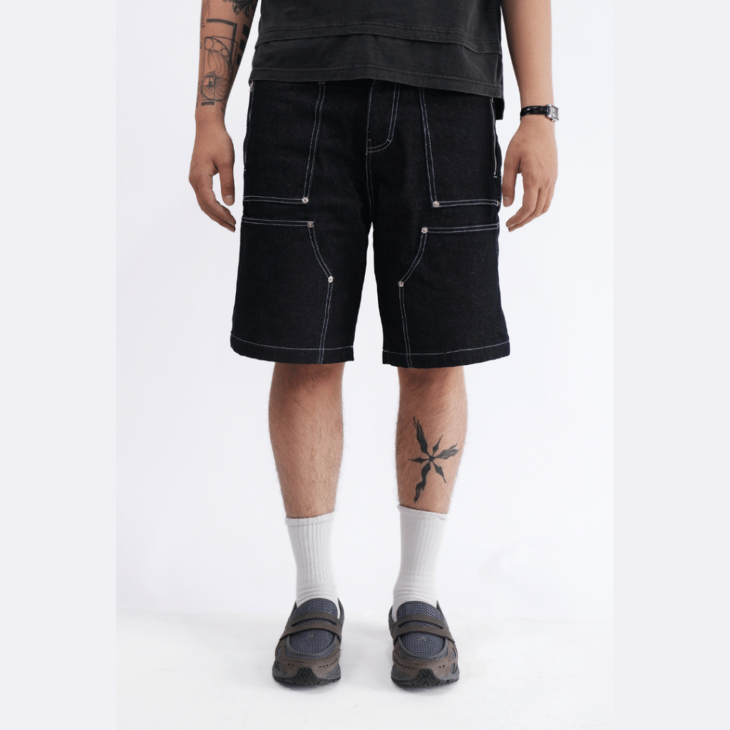 2timestoo Double Knee Jorts - Raw Black | Shopee Singapore