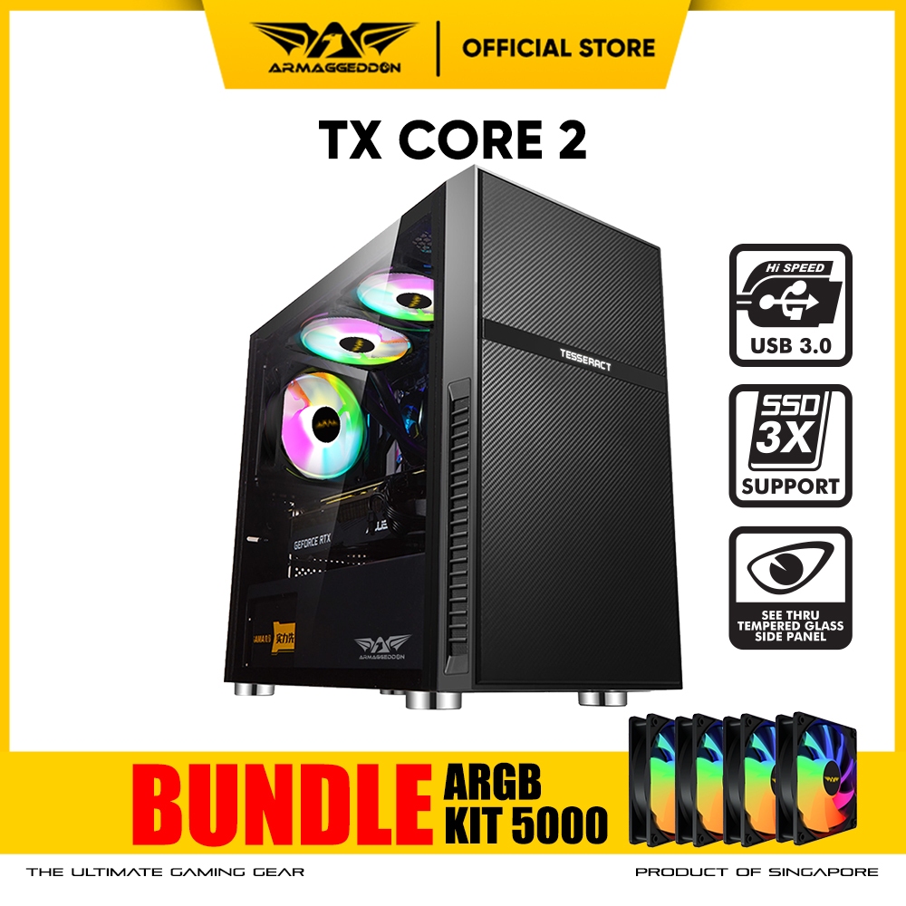 Armaggeddon Tesseract Core 2 See Thru Side Panel Micro ATX Pro Gaming ...
