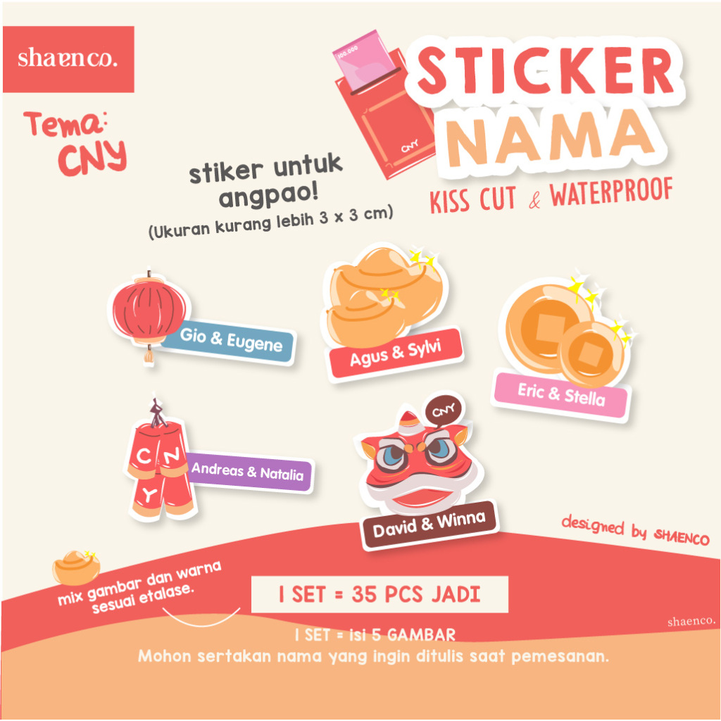 Imlek ANGPAO NAME STICKER CNY CHINESE NEW YEAR LUNAR ANGPAU | Shopee ...