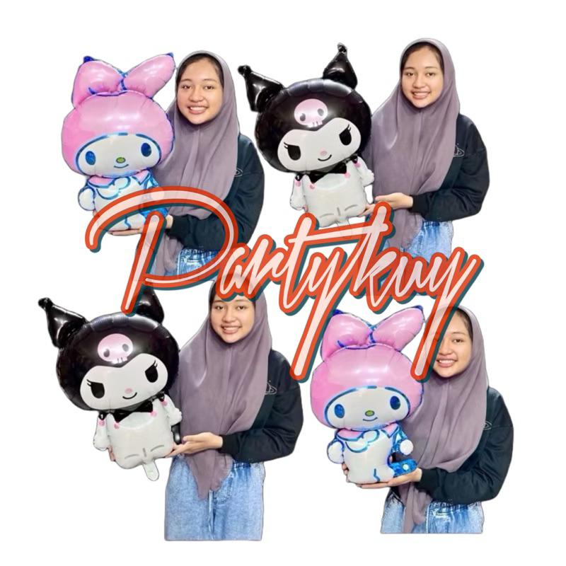 HITAM Cute black kuromi foil balloons kuromi hello kitty cinnamoroll ...