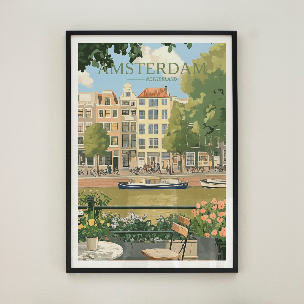 Travel Poster - Iconic Canal in Amsterdam | Shopee Singapore