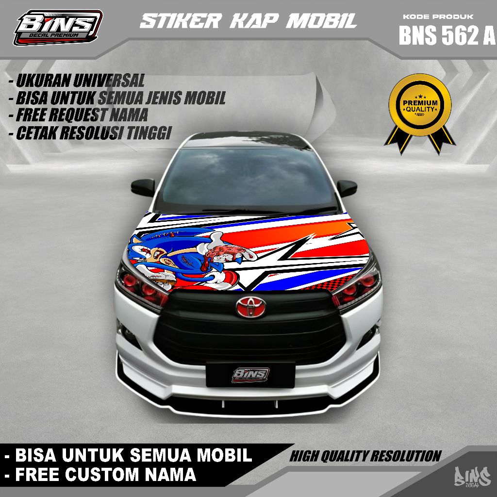 MESIN Bns562-car ENGINE HOOD DECAL STICKER SONIC INNOVA BRIO XENA CALYA ...