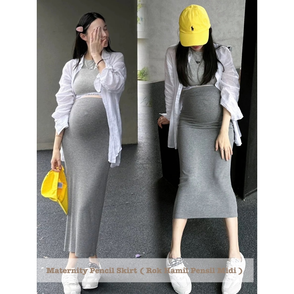 Pregnant Midi Pencil Skirt RPB8566 (Maternity Midi Length Pencil Skirt ...