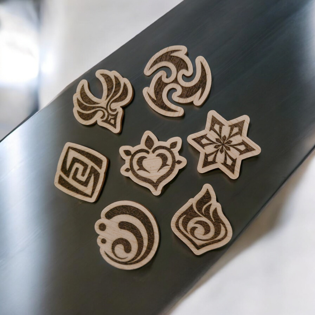 Genshin Vision Refrigerator Magnet - Wooden Refrigerator Magnet - Pyro ...