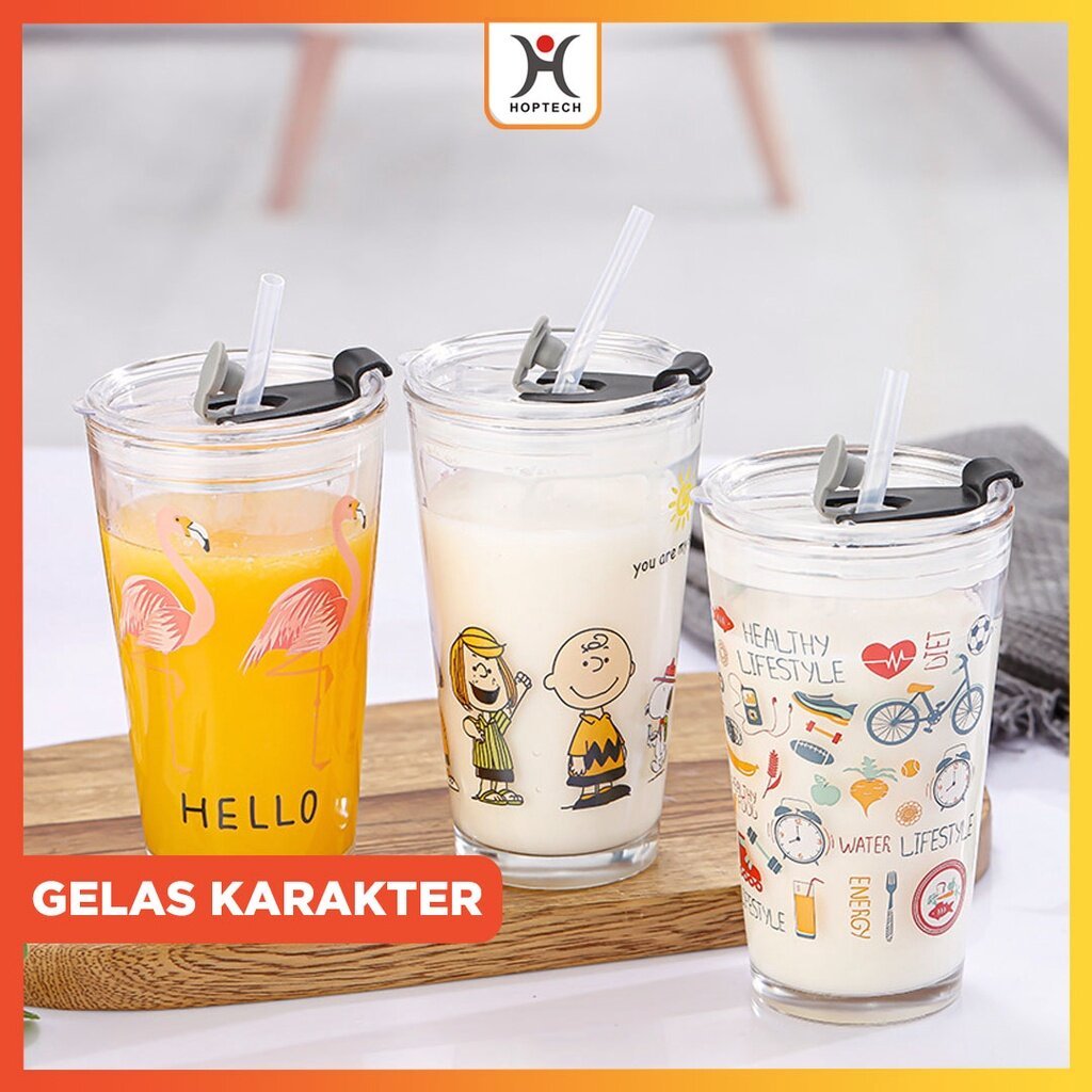 Hoptech - Clear Glass Tumblr Glass Glass Mug Glass Cup With Leak-Proof ...