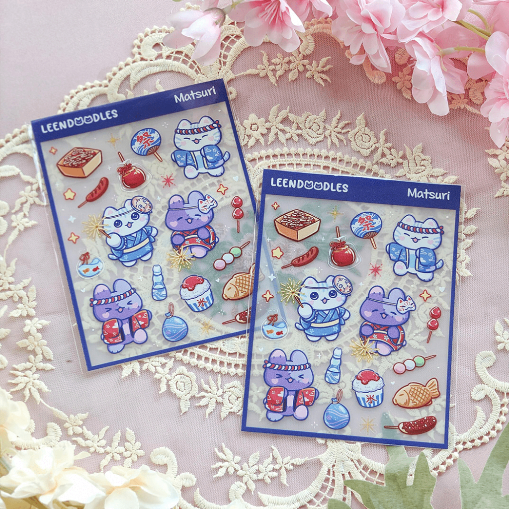 Leendoodles - Matsuri, MooDeng & Labubu Transparent Sticker Sheet ...