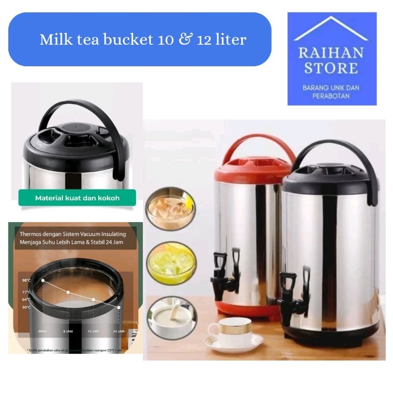 TERMOS 10l 12L Stainless Milk Tea Bucket/Multipurpose Drink Dispenser ...