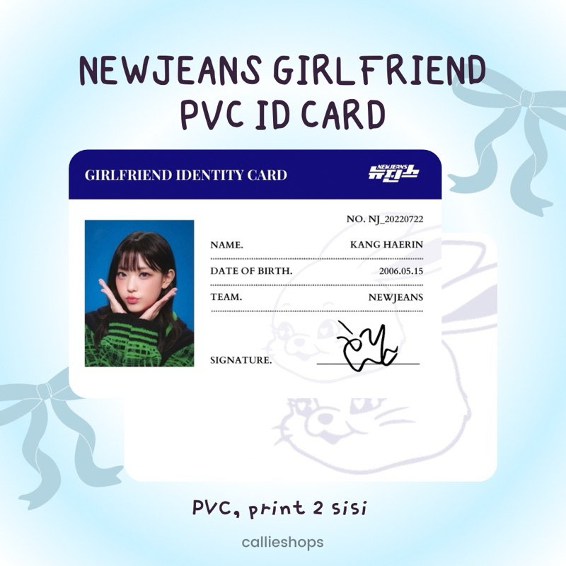 Newjeans PVC ID Card/Photocard Haerin Hanni Minji Danielle Hyein ...