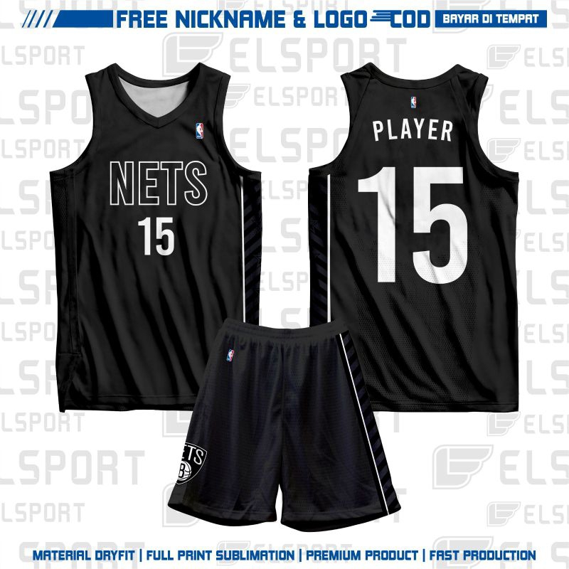 Brooklyn Nets 2019 Black Basketball Jersey, Free to Put Name and Back ...