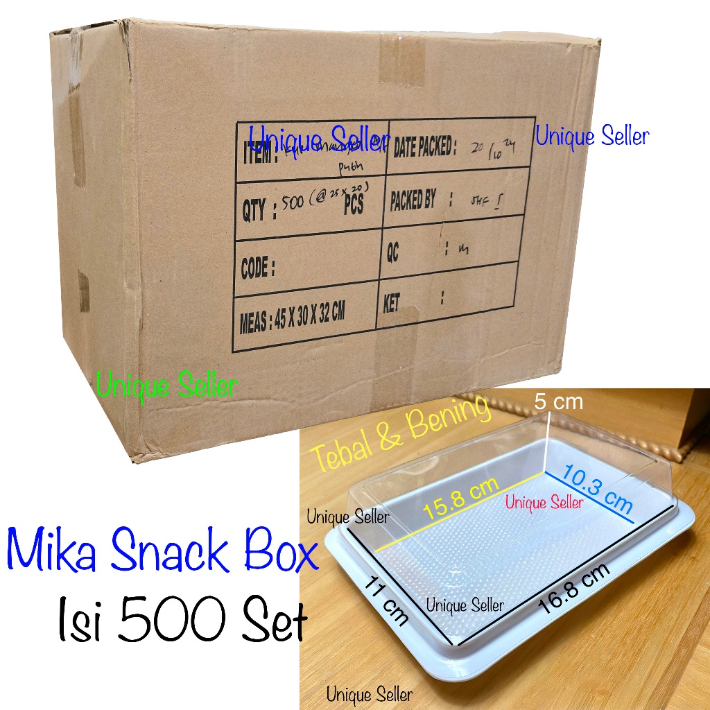 PUTIH [1Dus] Mika Snack Box White contains 500 Sets 16.5x11x5 cm Base ...