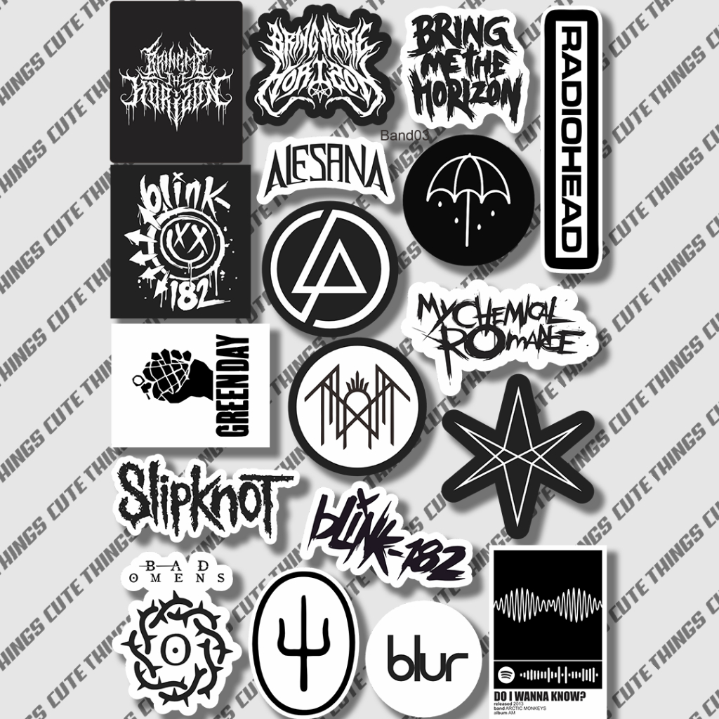 Bmth LinkinPark black and white band helmet Sticker || Laptop helmet ...