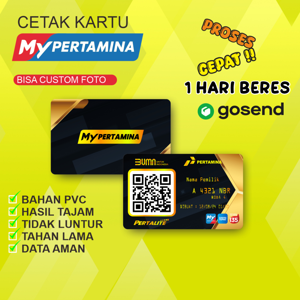 Custom Print Thick PVC PERTAMINA Cards, Durable and Long Lasting ...
