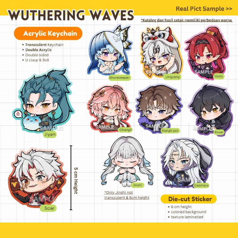 Wuthering Waves / WuWa Sticker Jiyan Scar Shorekeeper Lingyang Yinlin ...
