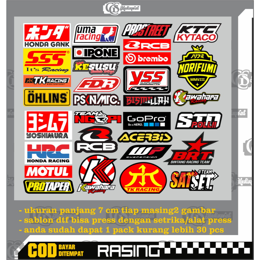 Dtf STRIKA SCREEN PRINTING PACKAGE RACING MOTORCYCLE SPONSOR AND VIRAL ...