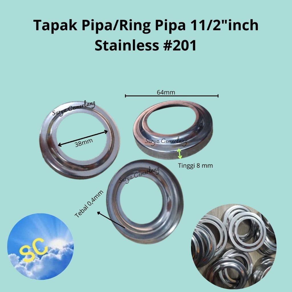 Stainless Steel Pipe Ring Pipe Tread Ladder 11/2" inch "201 Stair Rings ...