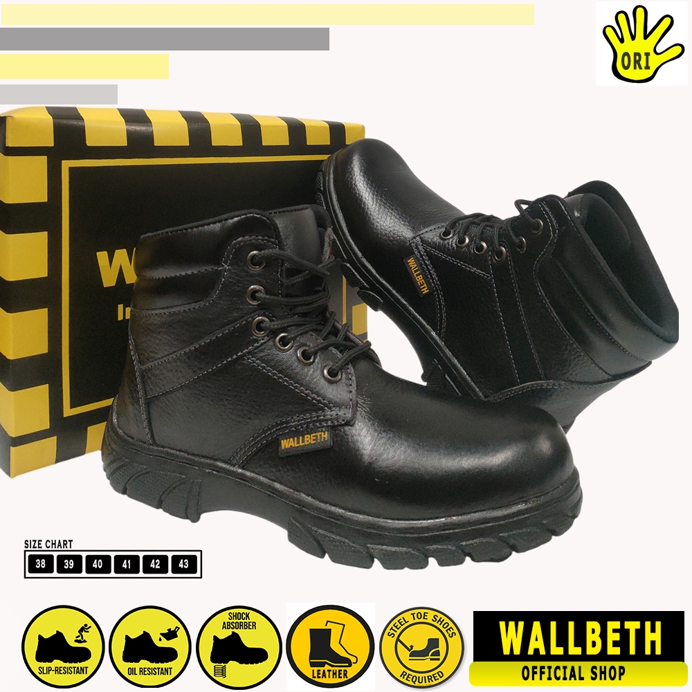 King WALLBETH ORIGINAL GENUINE LEATHER booth strap safety shoes IRON ...
