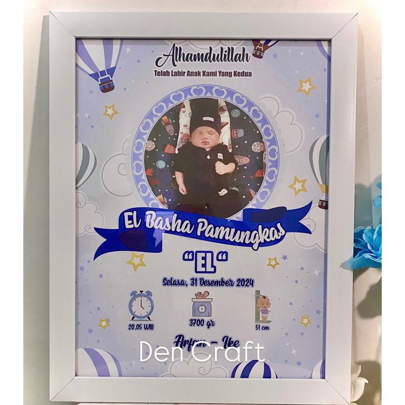 New BABY BIODATA LAHIR / NEW BABY PHOTO FRAME LAHIR / PRINT BABY NAME ...