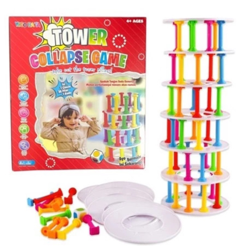 Children's educational toys stacking pillars tower collapse family game ...