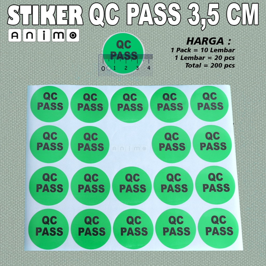 Qc PASS Round STICKER 35 mm - QC PASS Sheet - Quality Control PASS 3.5 ...