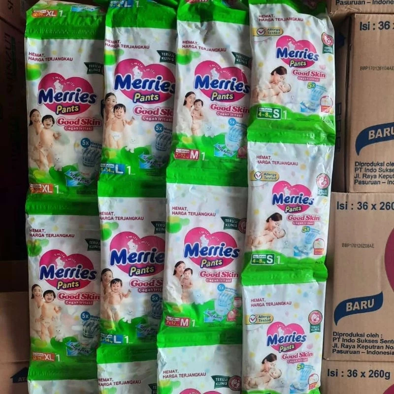 MERRIES Good Skin S / M / L / XL Baby Diapers - Pempes Renceng contains ...