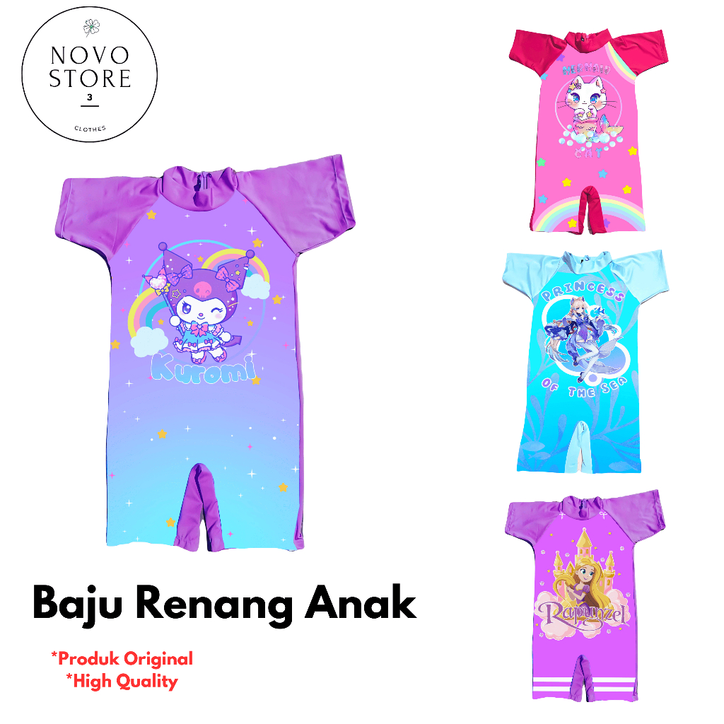 Swimsuit For Girls 1-12 Years Old Cute Characters For Kindergarten And ...