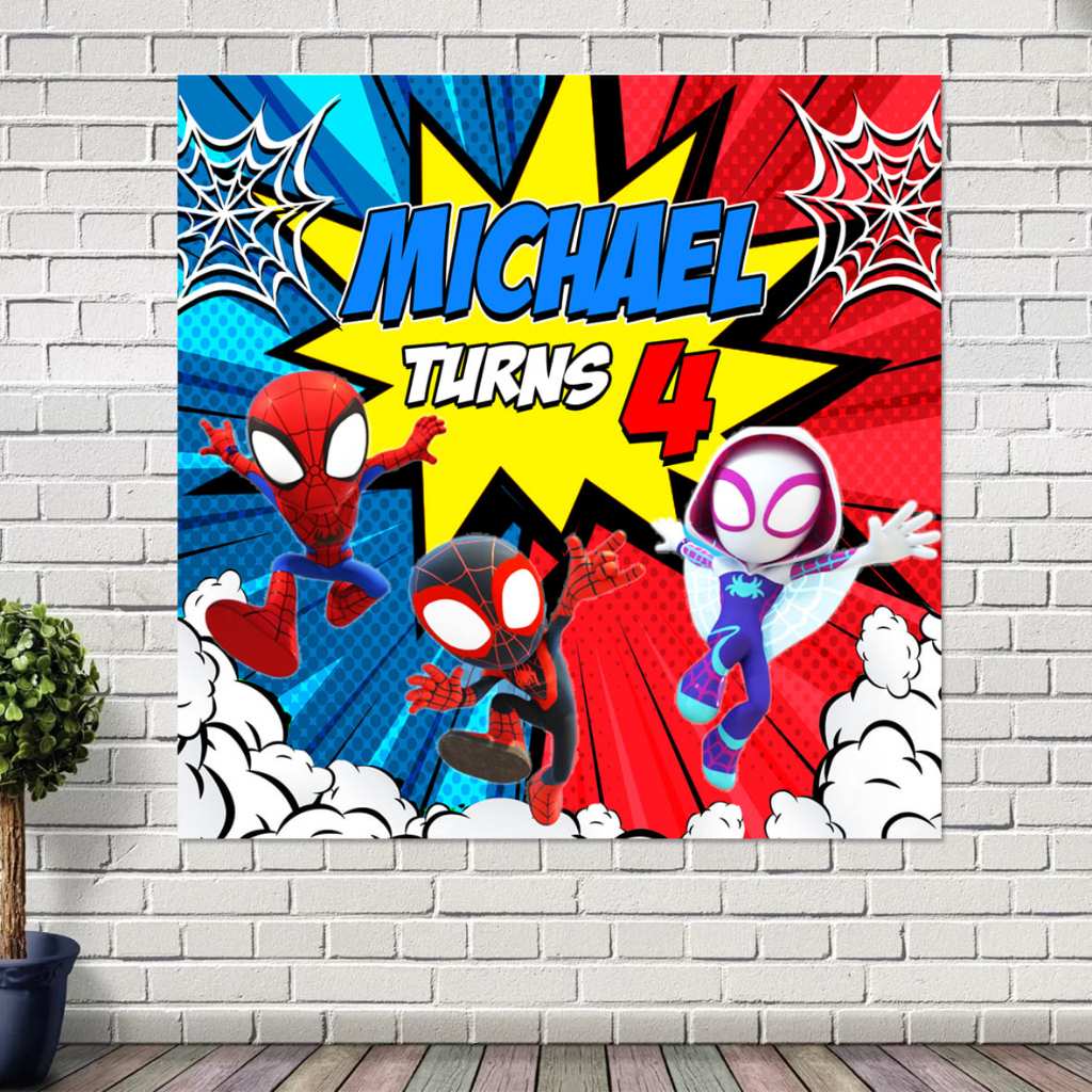 HIASAN DINDING Spidey Spiderman Chibi Backdrop Flexi Birthday ...