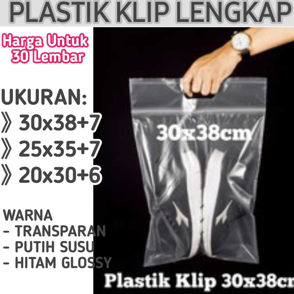 Plastic Packing Handle Ziplock Clip [30x38+7 30 Pcs] Clear Transparent ...