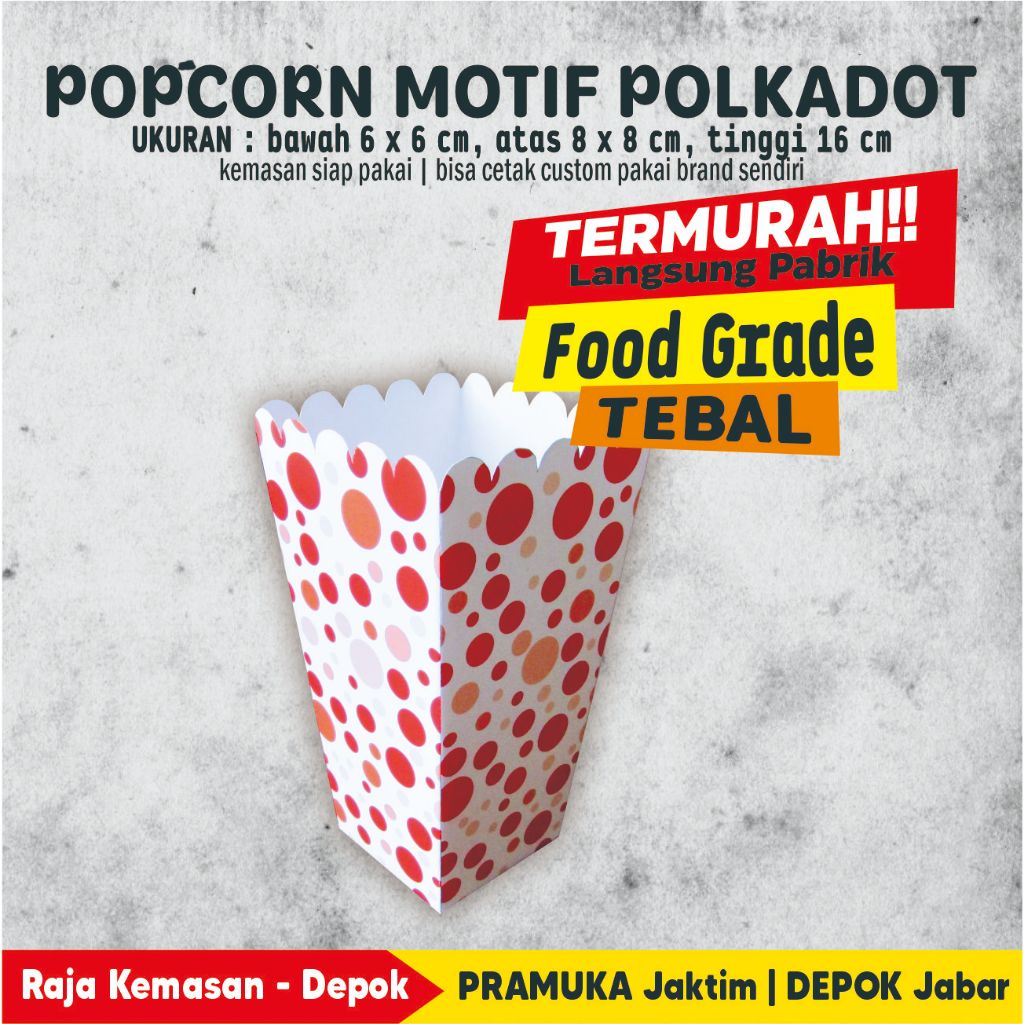 Polkadot Popcorn Box 8x8x16 cm | Shopee Singapore