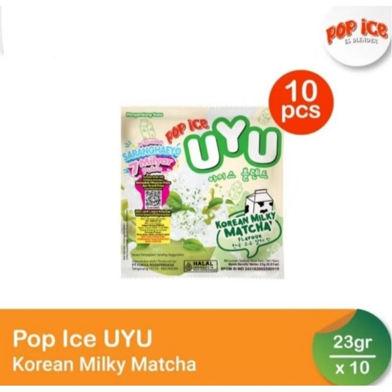 Pop Ice Uyu Korean Milky Matcha contains 10 sachets | Shopee Singapore