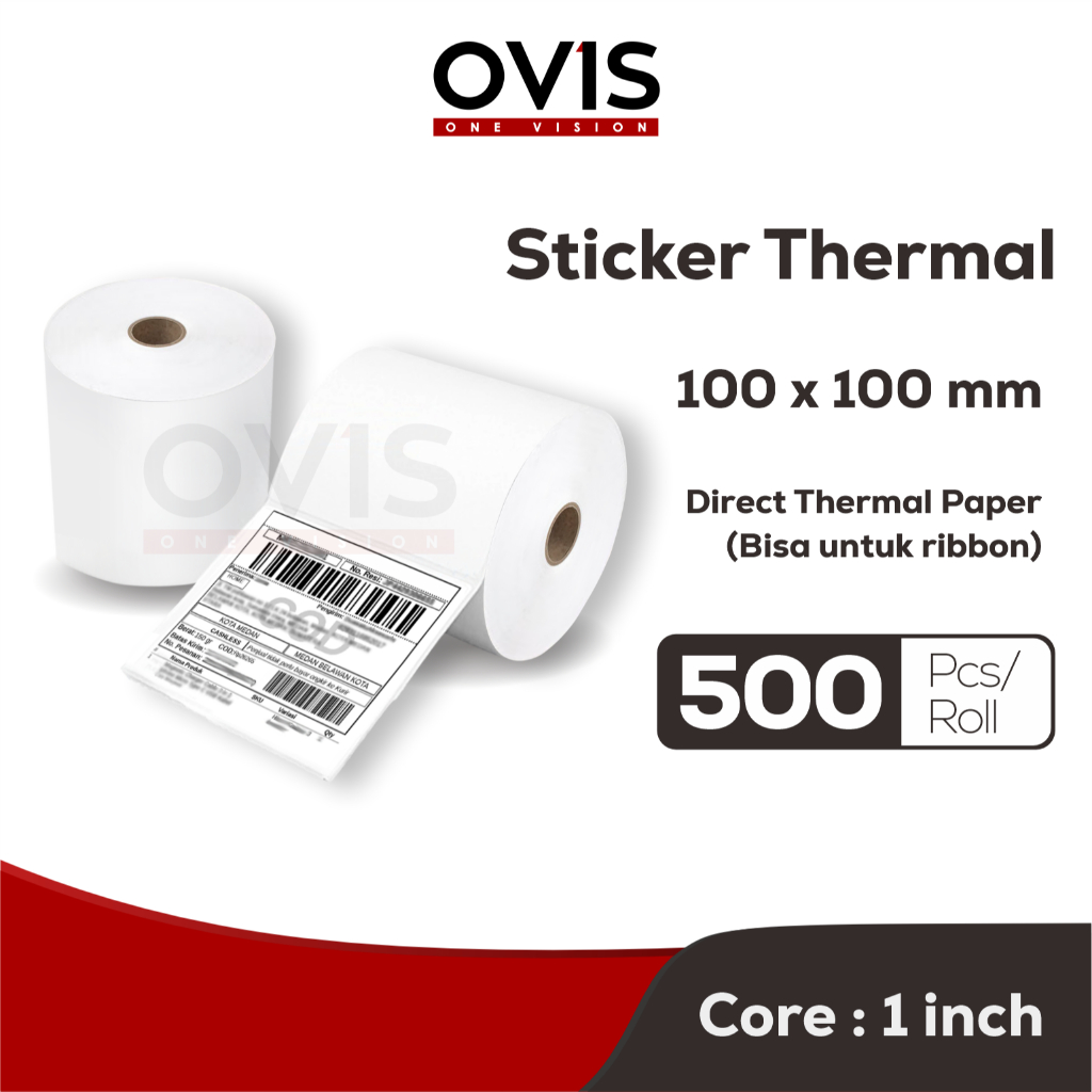 Thermal Direct Receipt Sticker Label 100x100 mm OVIS Sticker Paper Roll ...
