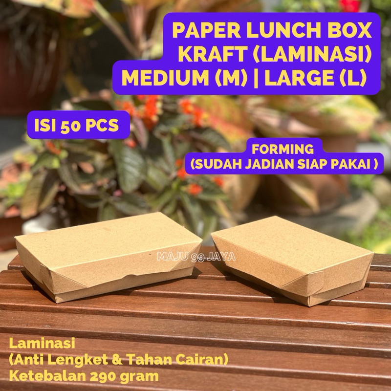 (50 Pcs) Lunchbox M/Medium L/Large (FORMING) Kraft Chocolate Lamination ...