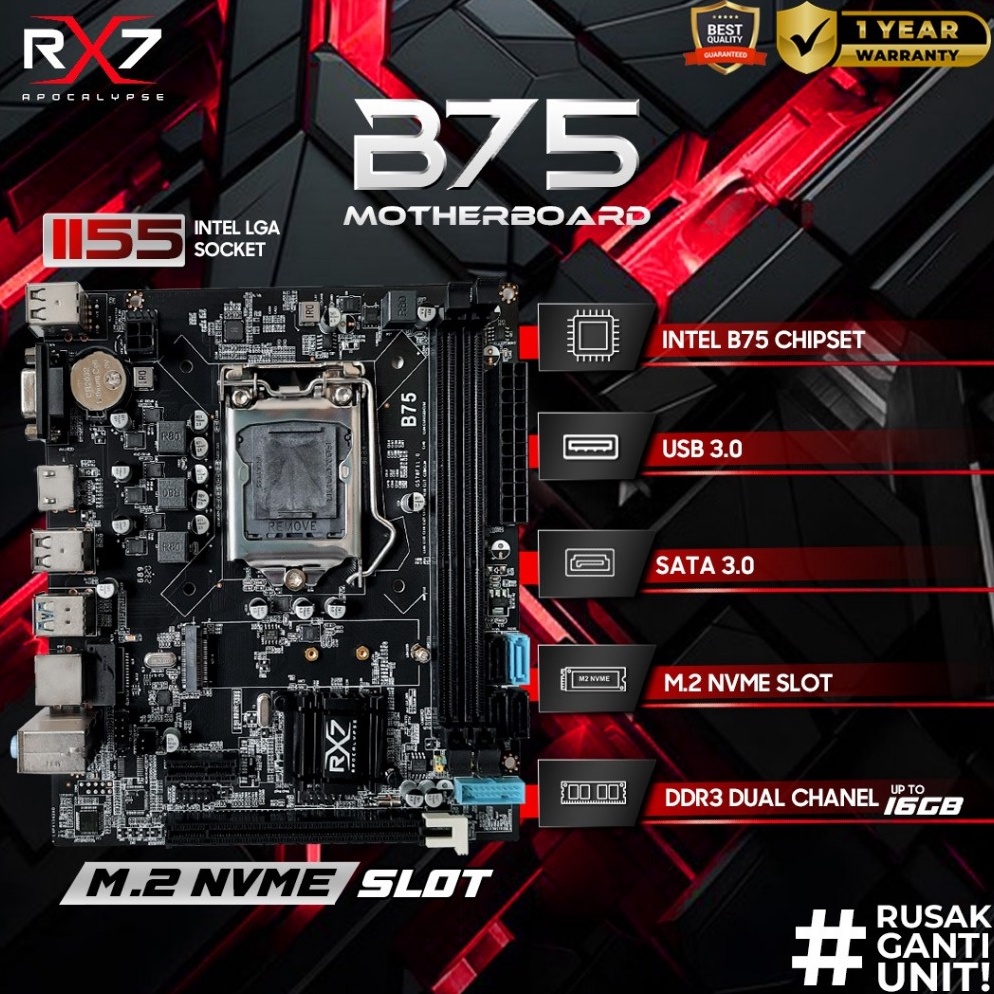 Recommended Motherboard RX7 B75 H61 PLUS LGA 1155 DDR3 B75 Mainboard SUPPORT NVME | Shopee Singapore