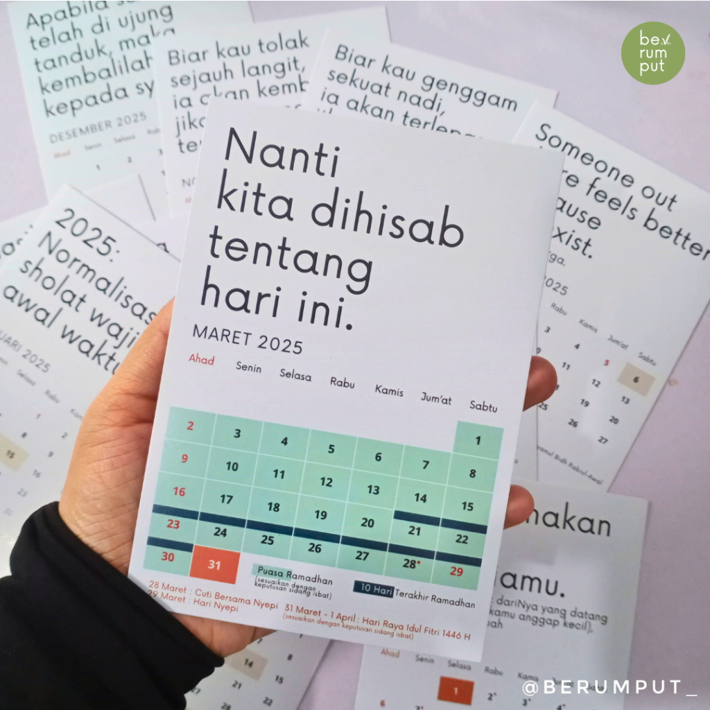 2025 Mini Calendar with Fasting Marker / Desk Calendar 2025 / Aesthetic ...