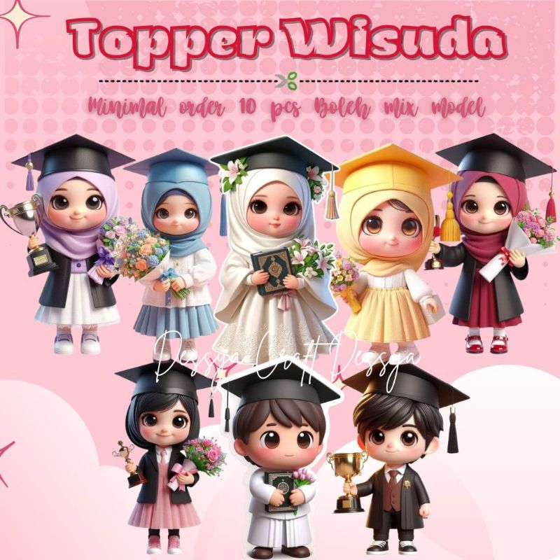 Gemoy Kindergarten Children's Graduation Topper | Bouquet Topper ...