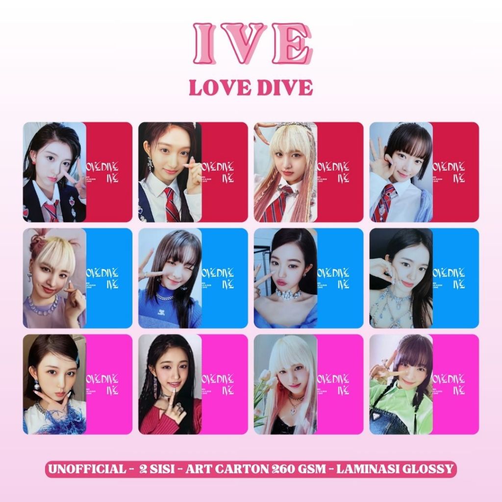 Photocard IVE LOVE DIVE - PC Premium 2 Sides Unofficial Kpop Merch Card ...