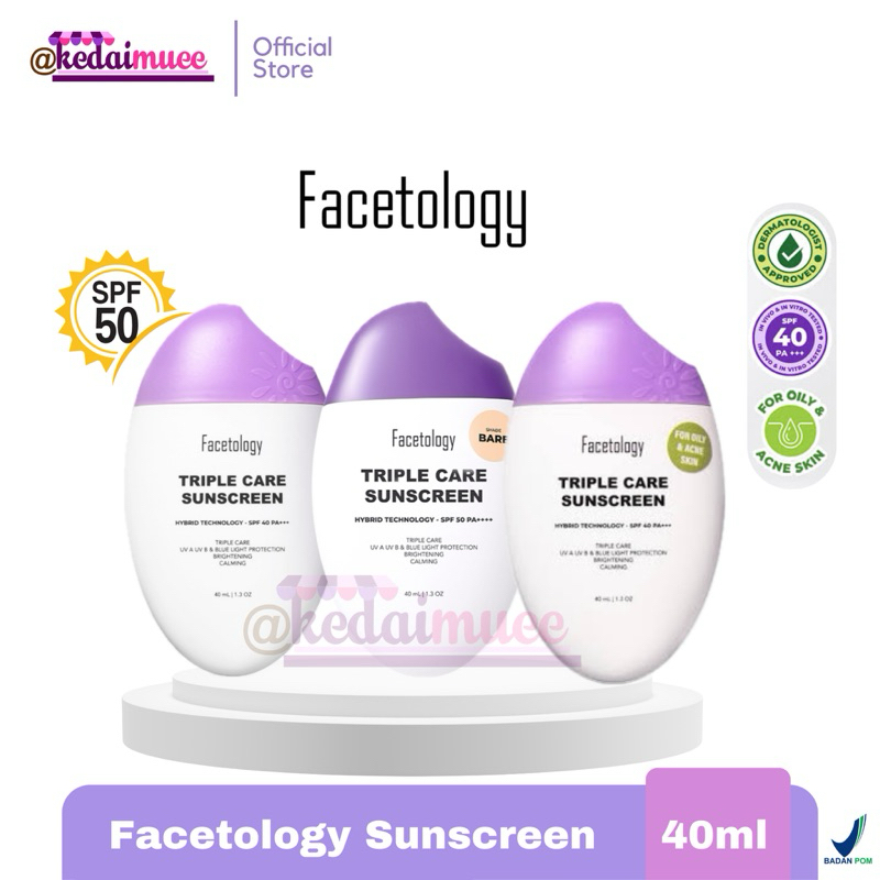 Facetology Triple Care Sunscreen SPF 40+++ & Sunscreen For Oily Acne ...