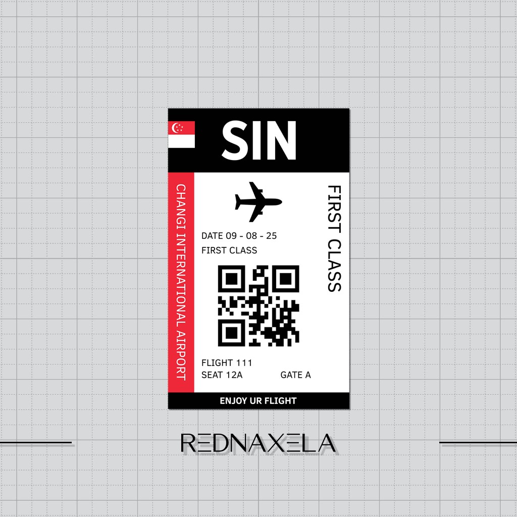 Vinyl Airplane Ticket SIN Travel Suitcase Sticker | Shopee Singapore
