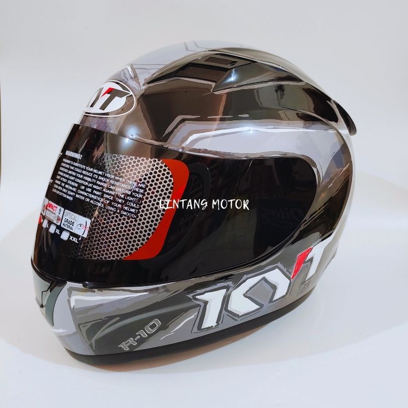 KYT R-10 HELM BLACK/GREY FULL FACE MOTIF ORIGINAL SNI | Shopee Singapore