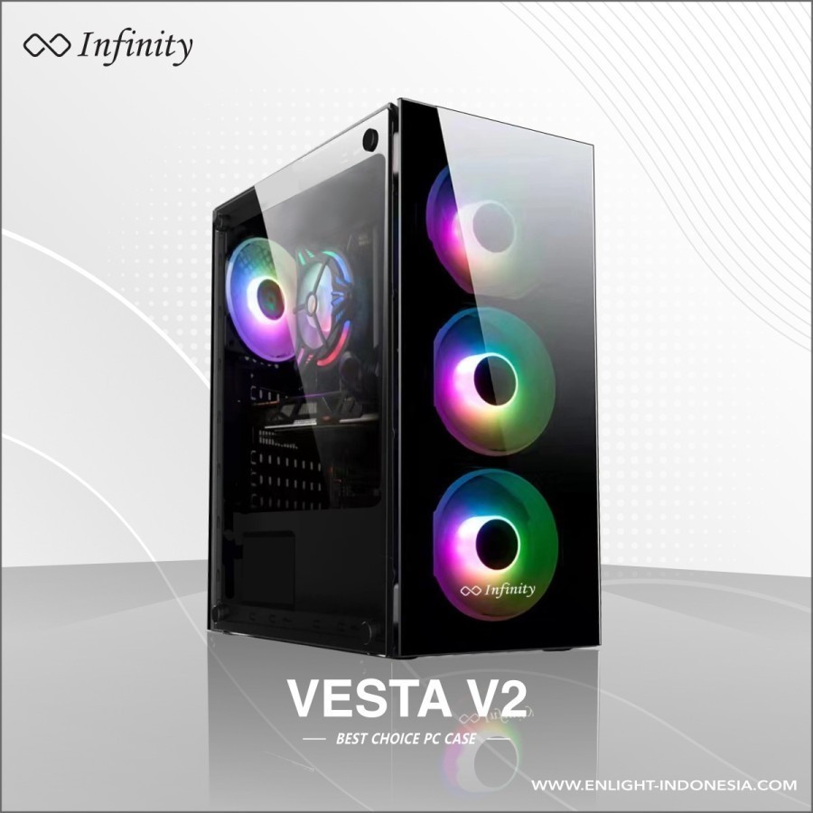 Infinity Vesta V2 Gaming PC Case Tempered Glass ATX Include 4 Fan RGB ...