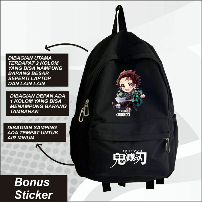Cute Tanjiro Kamado Anime Backpack School Bag Chibi Demon Slayer ...