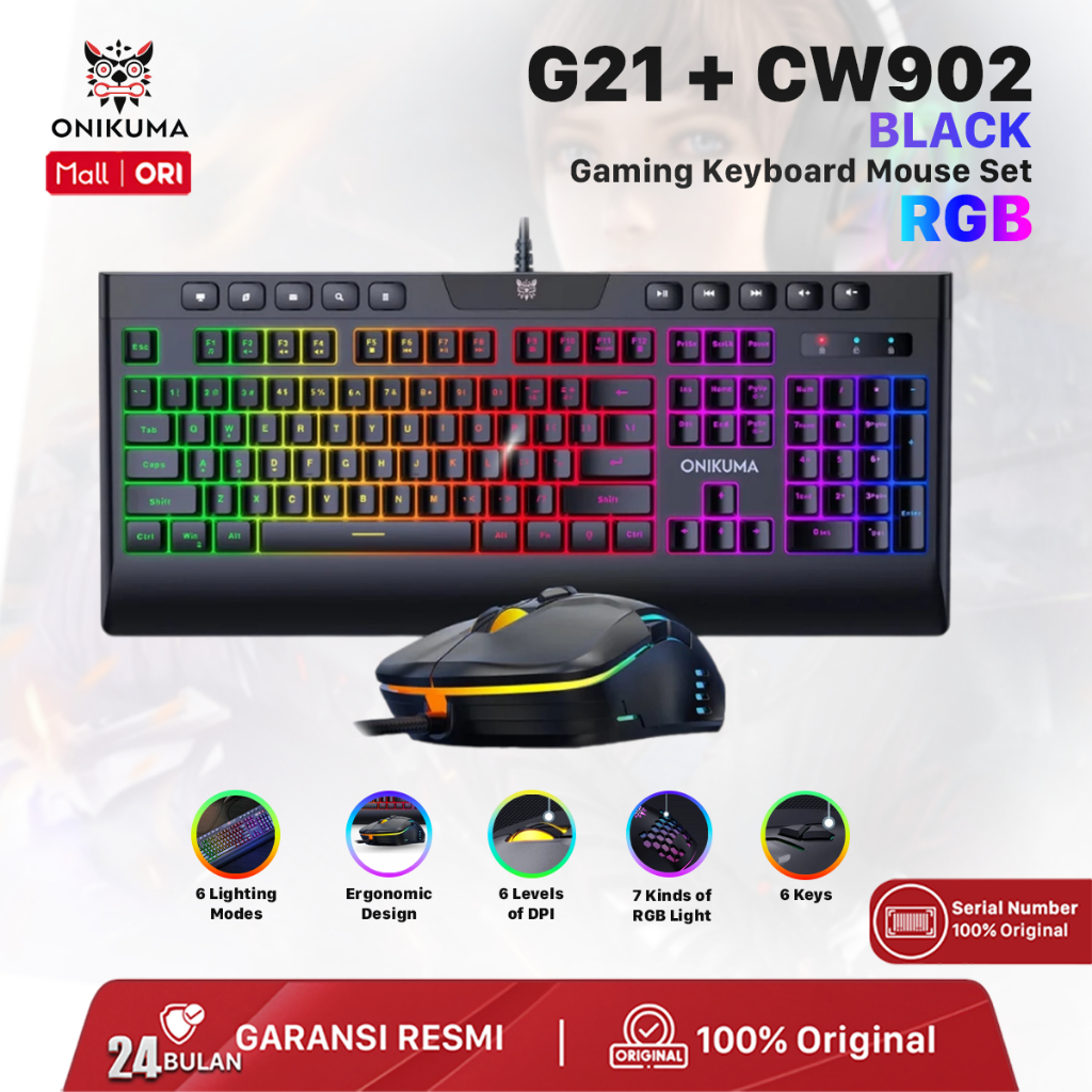 Onikuma G21 + CW902 Gaming Keyboard & Mouse Set Original with Official ...