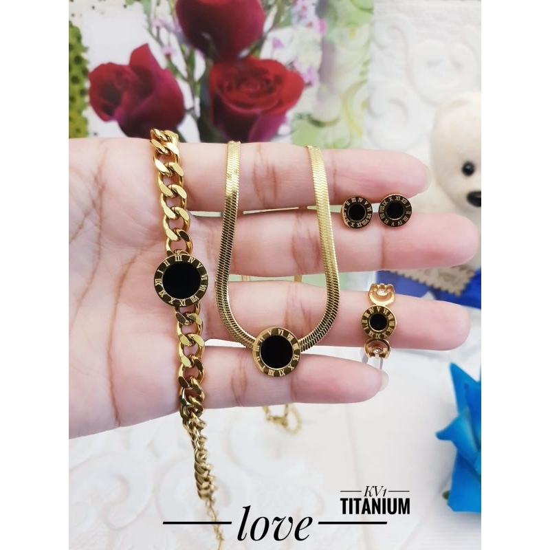 Stainless Steel Titanium Gold Women's Jewelry Set Rt00 | Shopee Singapore