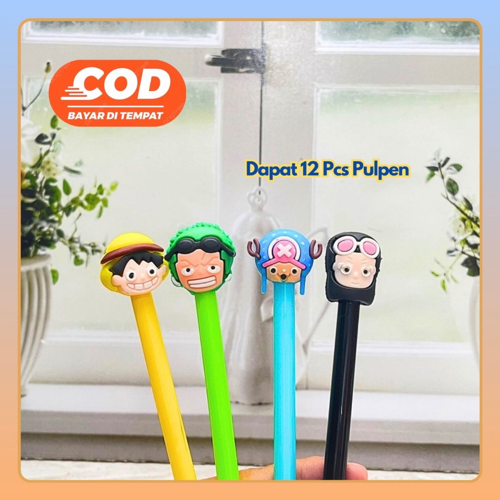 A DOZEN (12 PCS) ANIME ONE PIECE GEL PEN PGK-1529 LUFFY ZORO CHOPPER ...