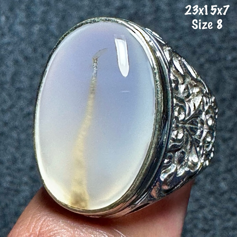 Natural Agate Ring Baturaja Sodo Lanang Susuk Crystal Needles (original ...