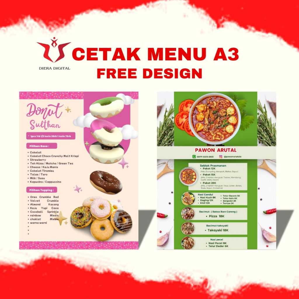 Print MENU FOOD AND DRINK DAFTAR | Custom DAFTAR MENU A3 - digital ...