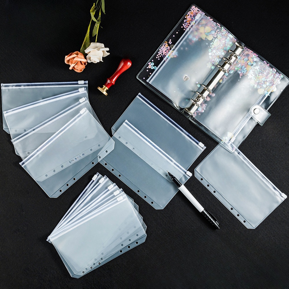 A5 A6 A7 B5 A4 Book Binder 6 Holes with Zipper Pocket, Notebook, PVC ...