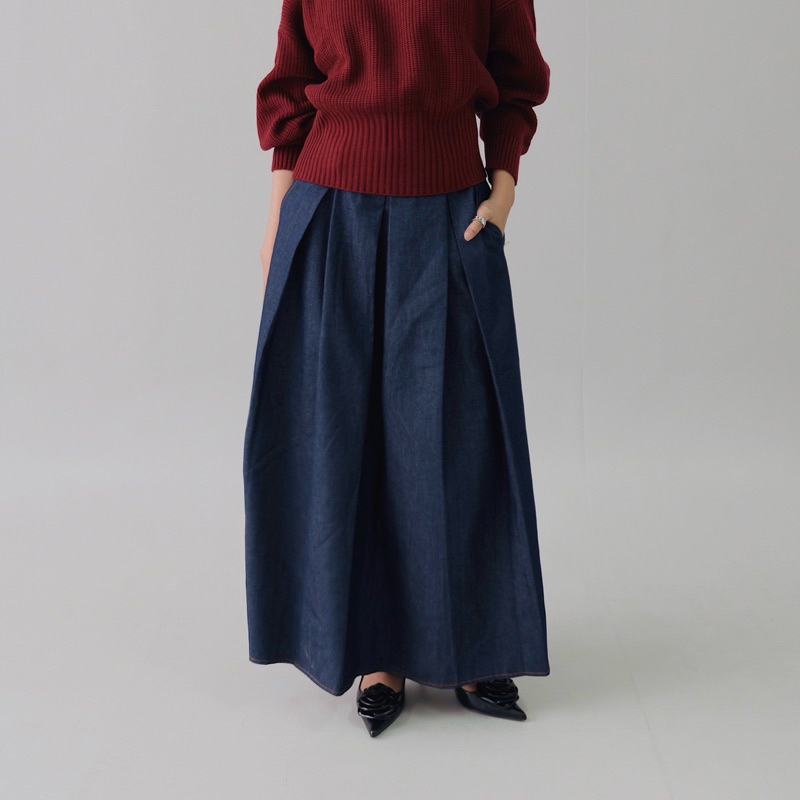 PUFF IT UP - Caly Denim Skirt | Denim Skirt | Pleated Denim Skirt ...