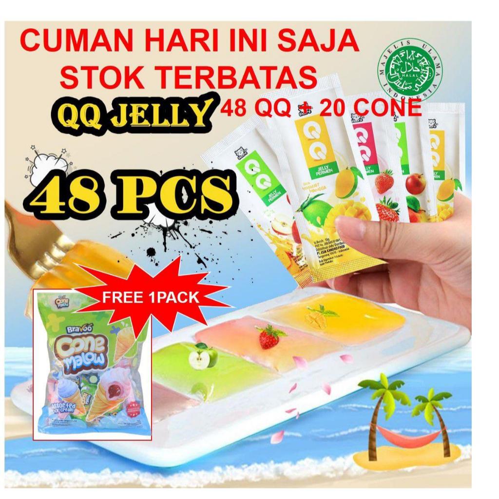 Qq JELLY Candy CONTENTS 48 PCS + 20 PCS FREE CONE MELLOW YOUGURT MANGO ...
